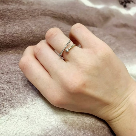 Jewelry | 925 Sterling Silver Zircon Diamond Adjustable Ring | Poshmark